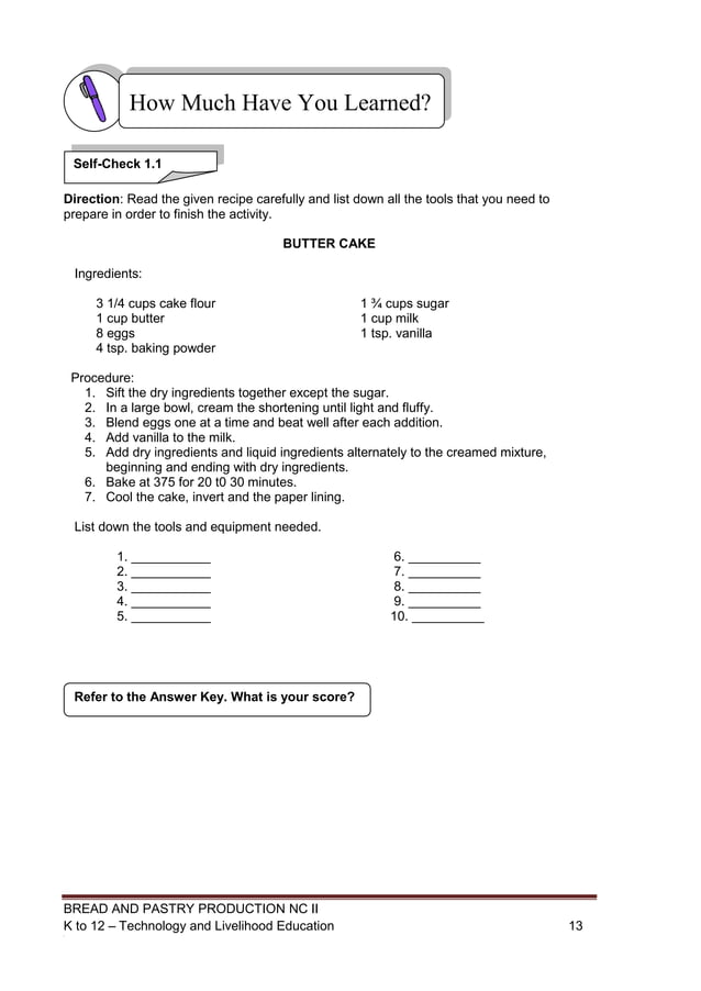 K to 12 Bread and Pastry Learning Module | PDF