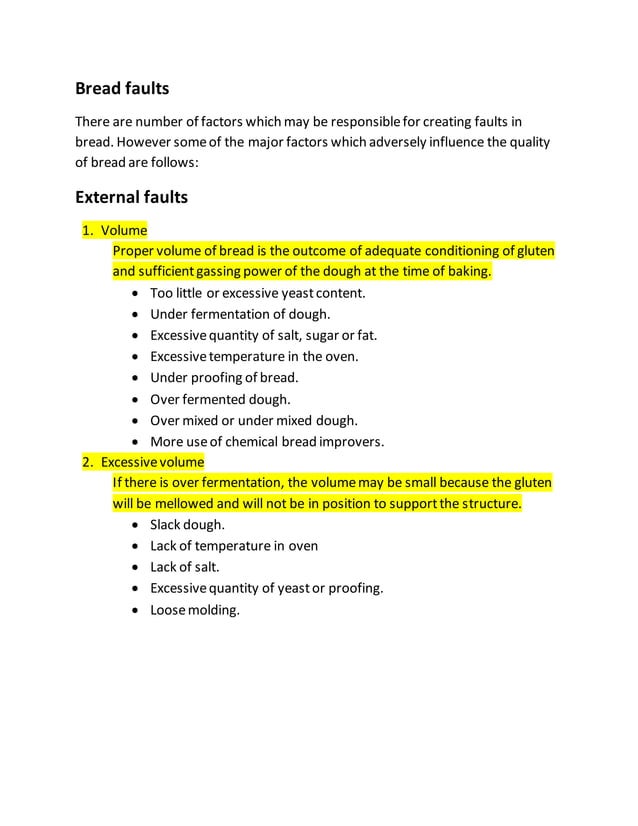 Bread Faults Docx
