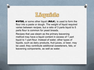 Bread Making and its Ingredients,Kinds of Conventional Method and as a ...