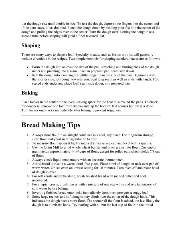 Bread making tips | DOCX | Cooking | Food & Drink