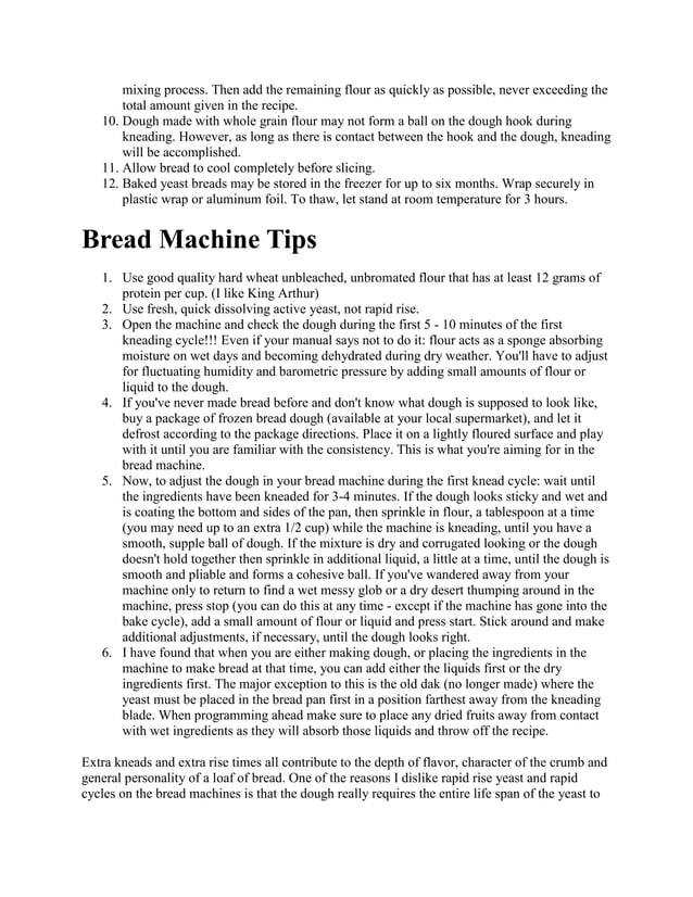 Bread making tips | DOCX | Cooking | Food & Drink
