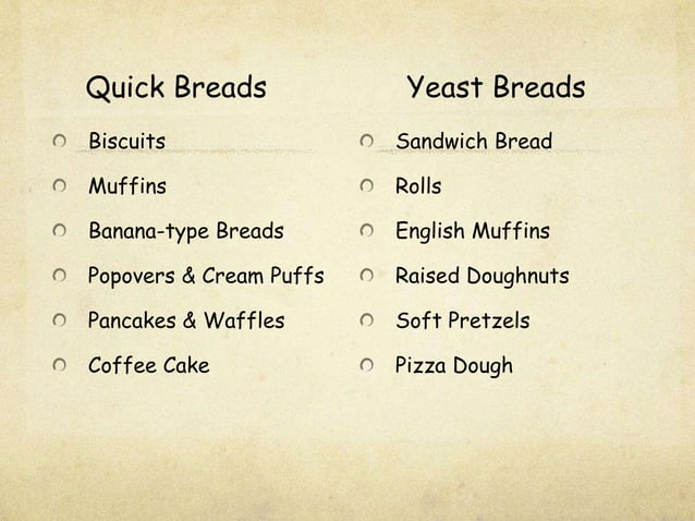 Quick and Yeast Breads PowerPoint | PPTX | Desserts and Baking | Food ...