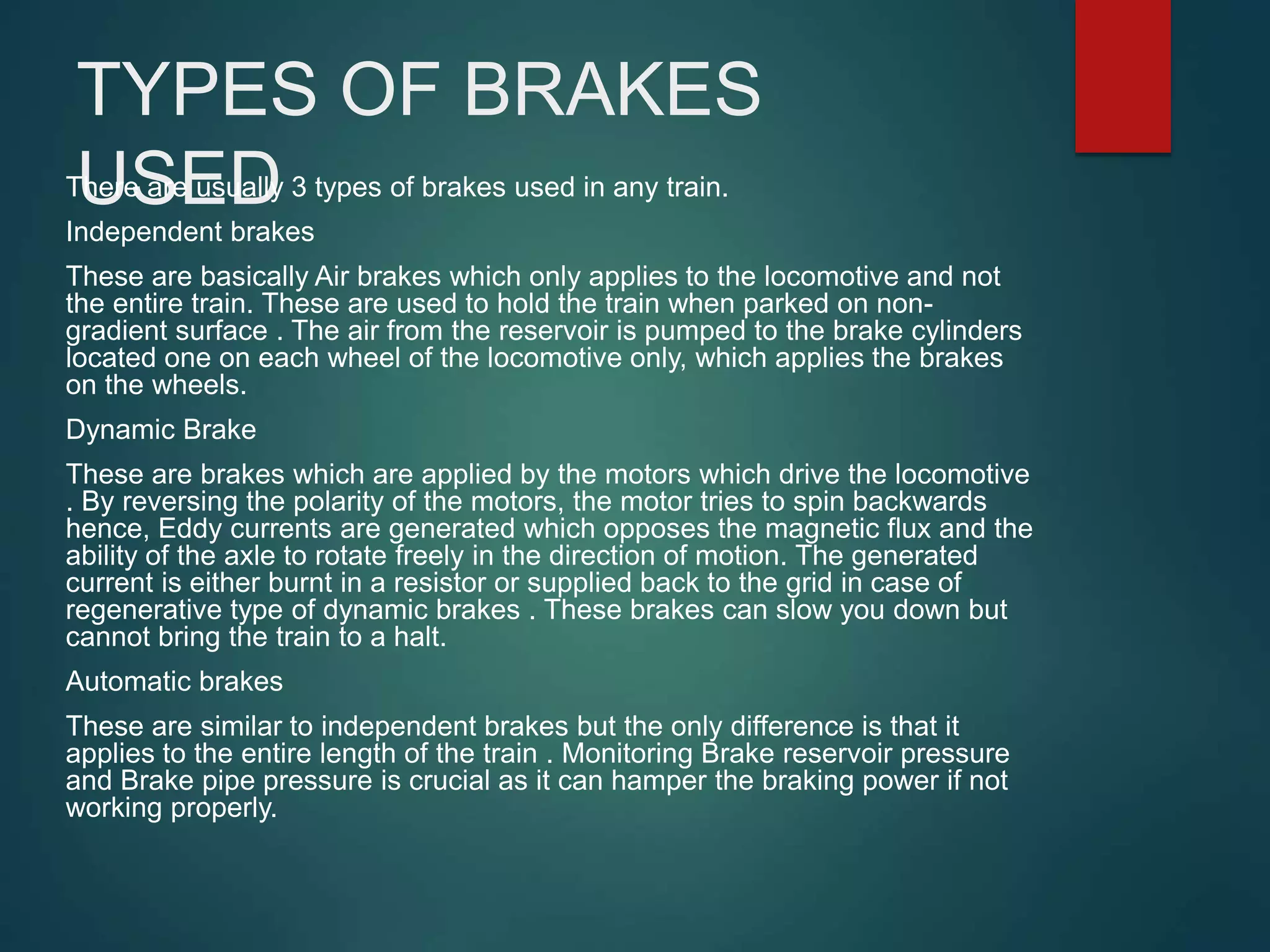 air brakes used in trains | PPTX
