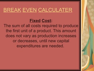 Break Even Analysis | PPT