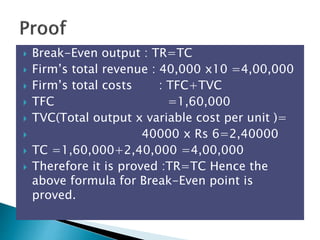 Break even analysis- profit maximization ppt | PPTX
