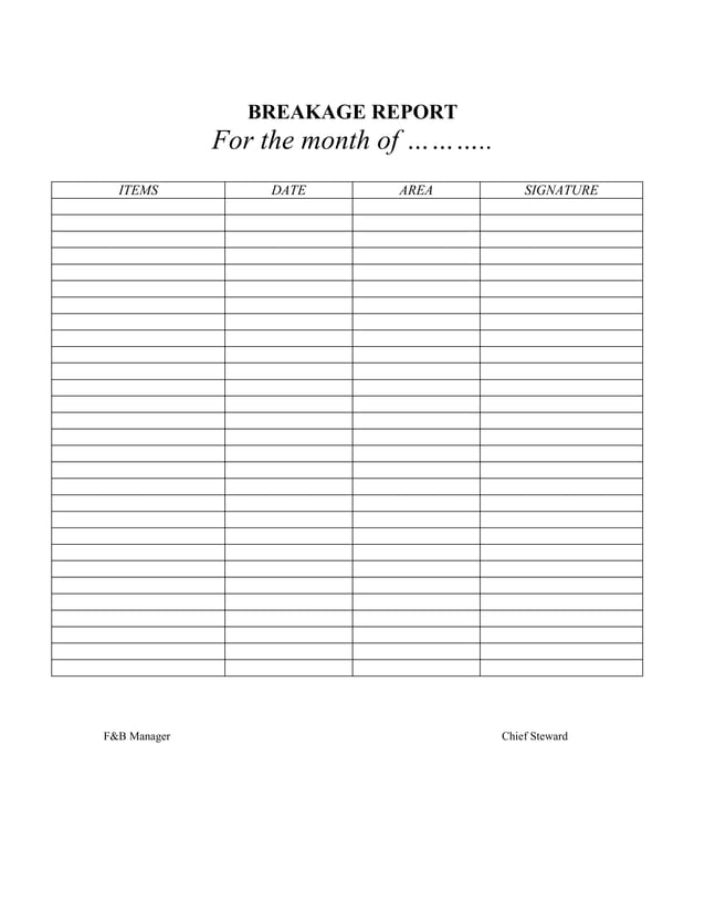 breakage report sheet.doc