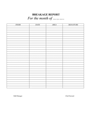 breakage report sheet.doc