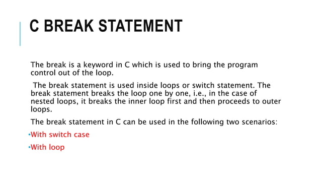 Break And Continue Statement In C Programming Pptx Programming Languages Computing