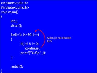Break and continue statement in C | PPSX | Programming Languages ...