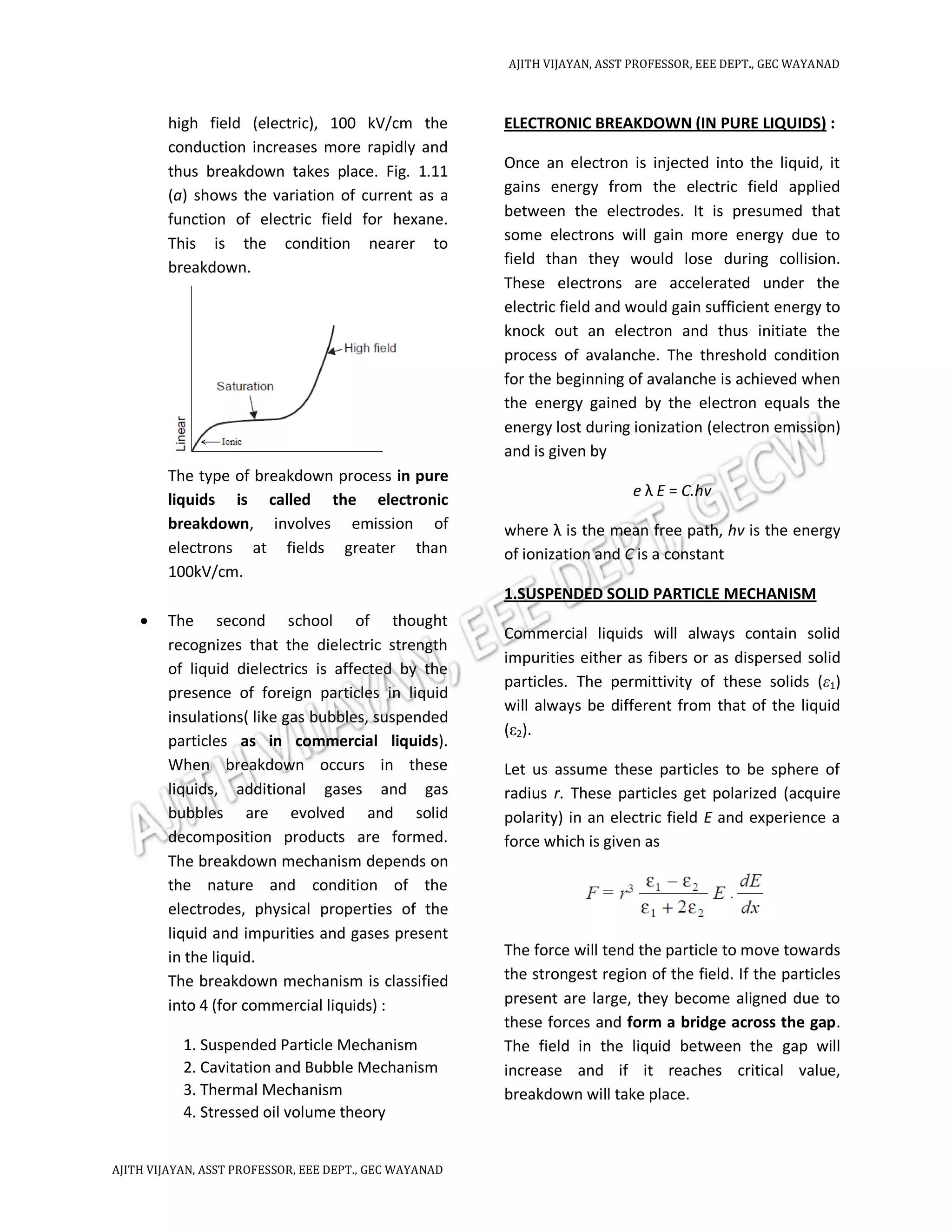 Breakdown in solids, liquids and gases | PDF