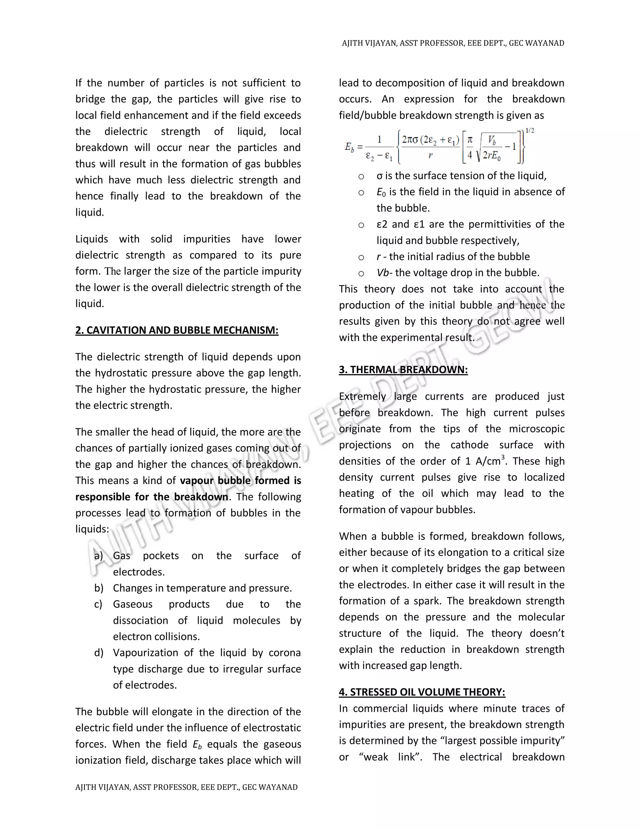 Breakdown in solids, liquids and gases | PDF