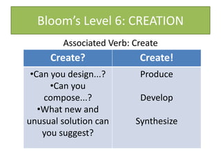 Breakdown of bloom's taxonomy | PPT
