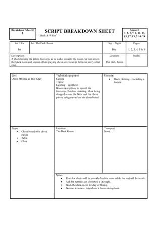 Filming Planning Sheets | PDF