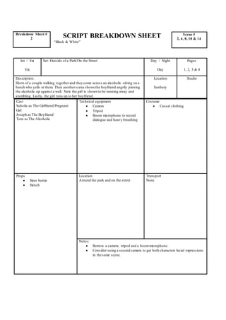 Filming Planning Sheets | PDF
