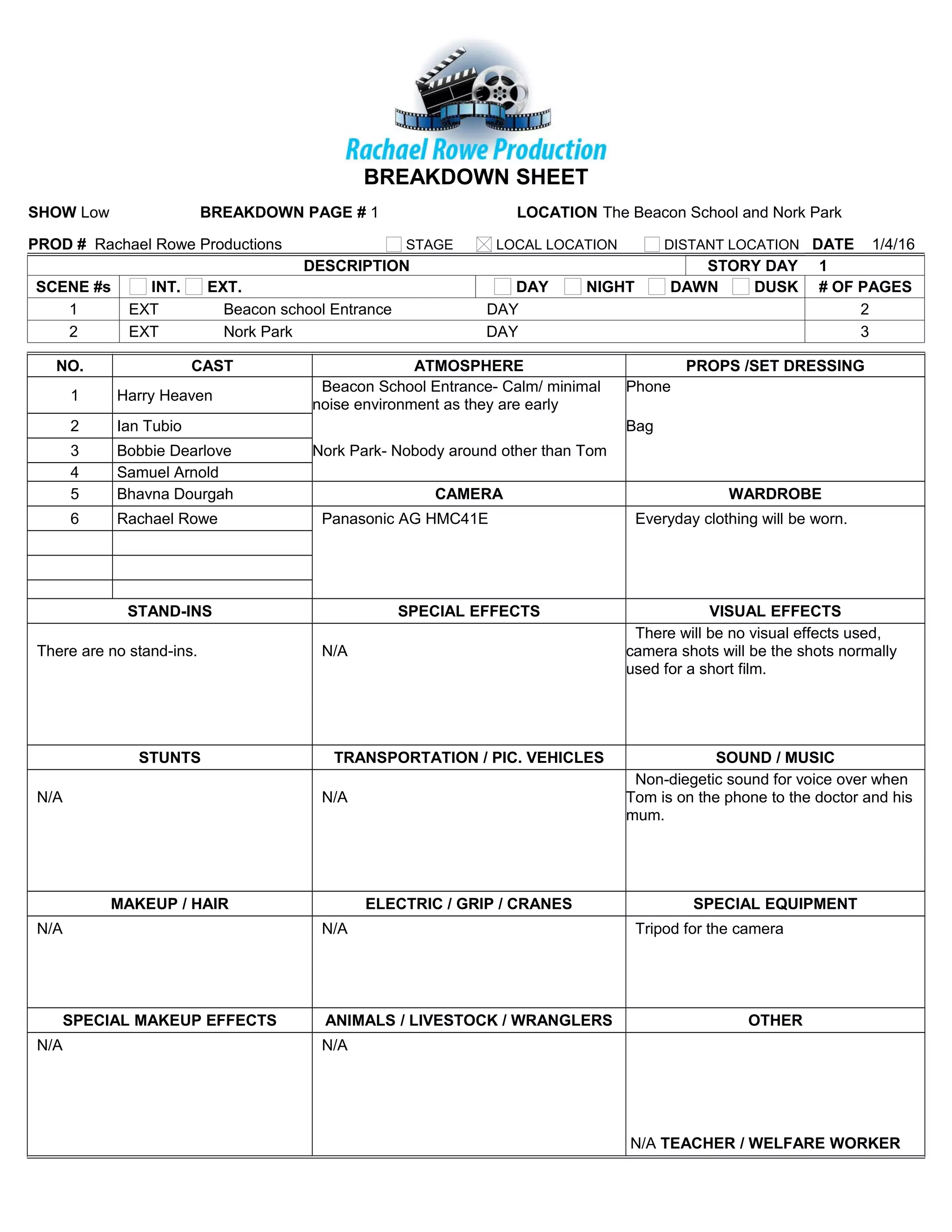 Breakdown sheet | PDF