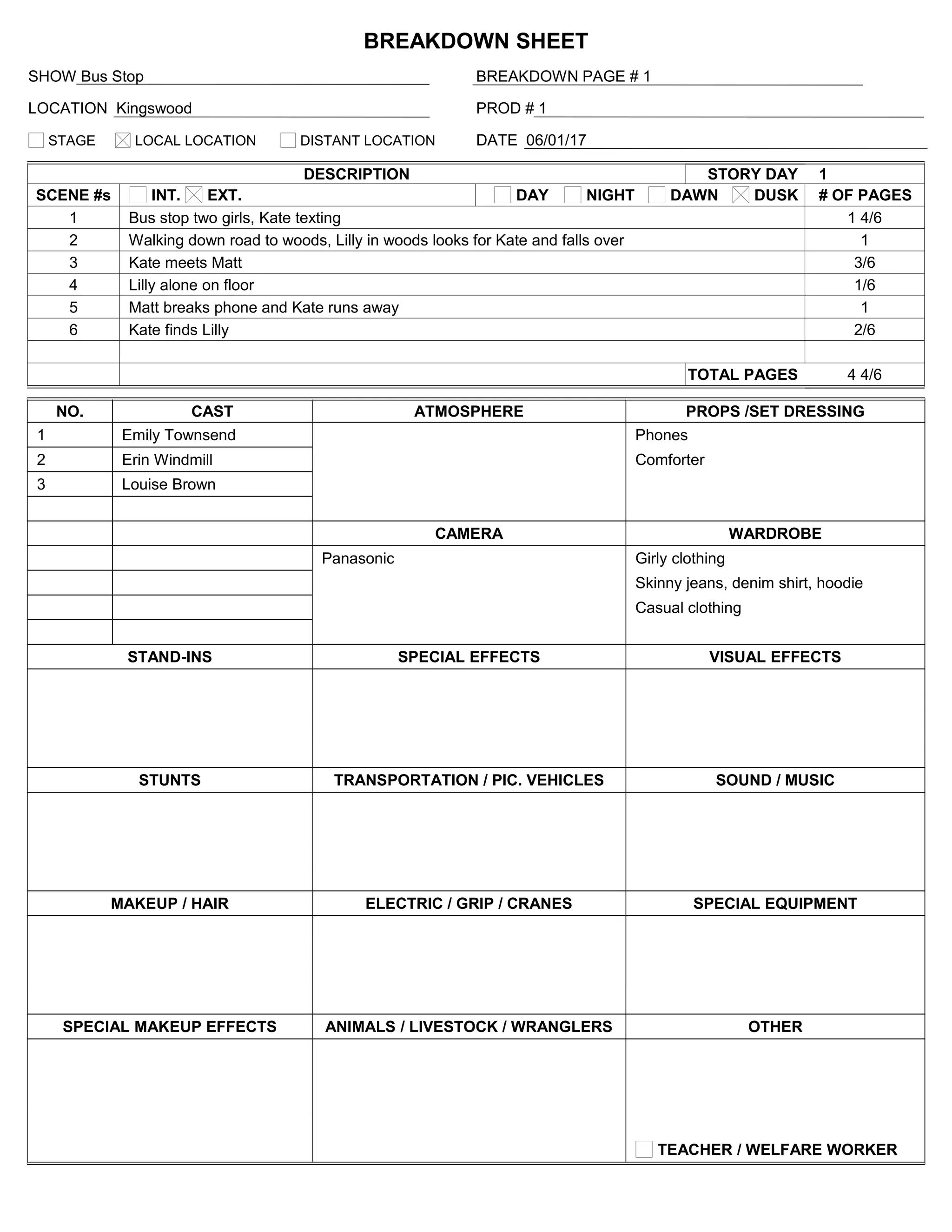 Breakdown Sheet | DOC
