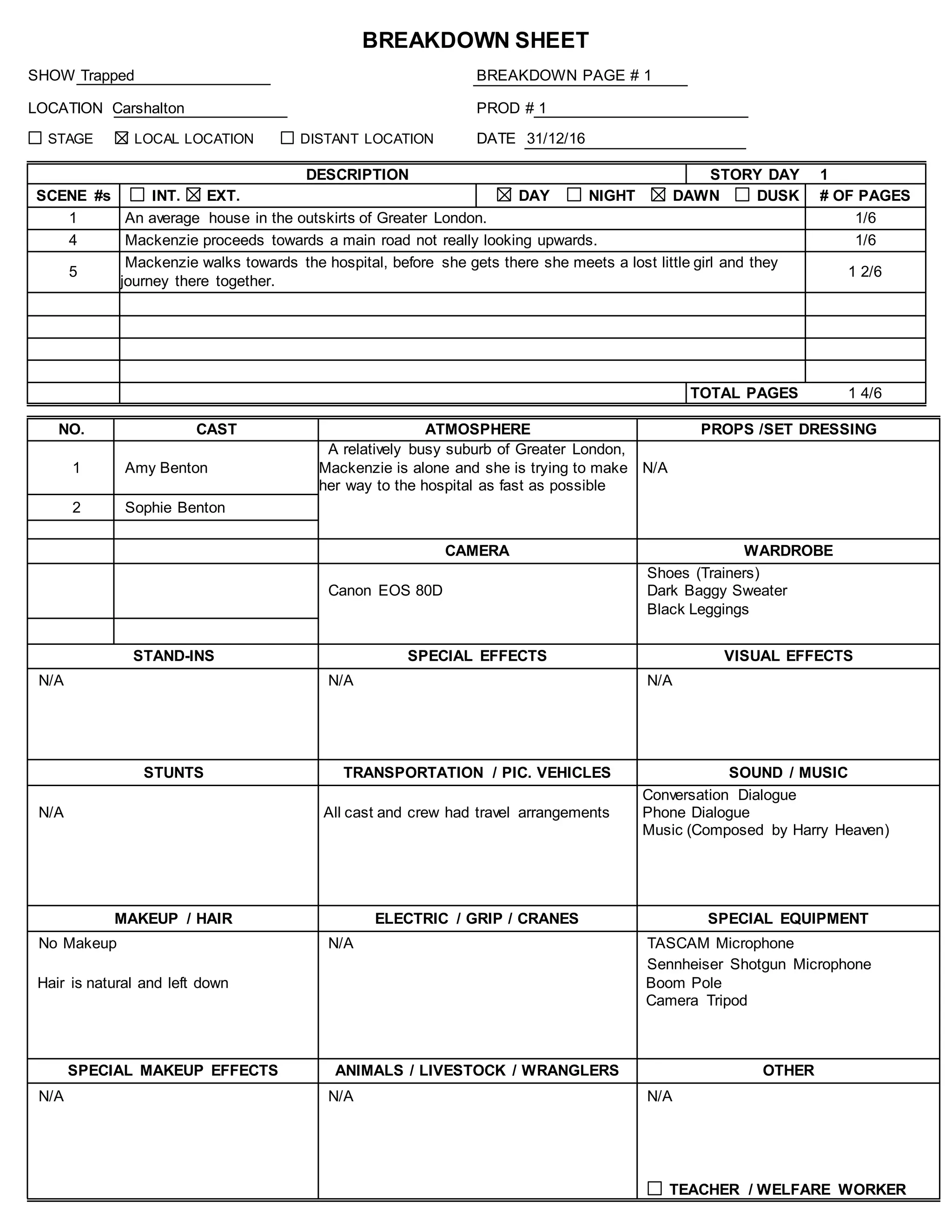 Trapped - Breakdown sheet | PDF