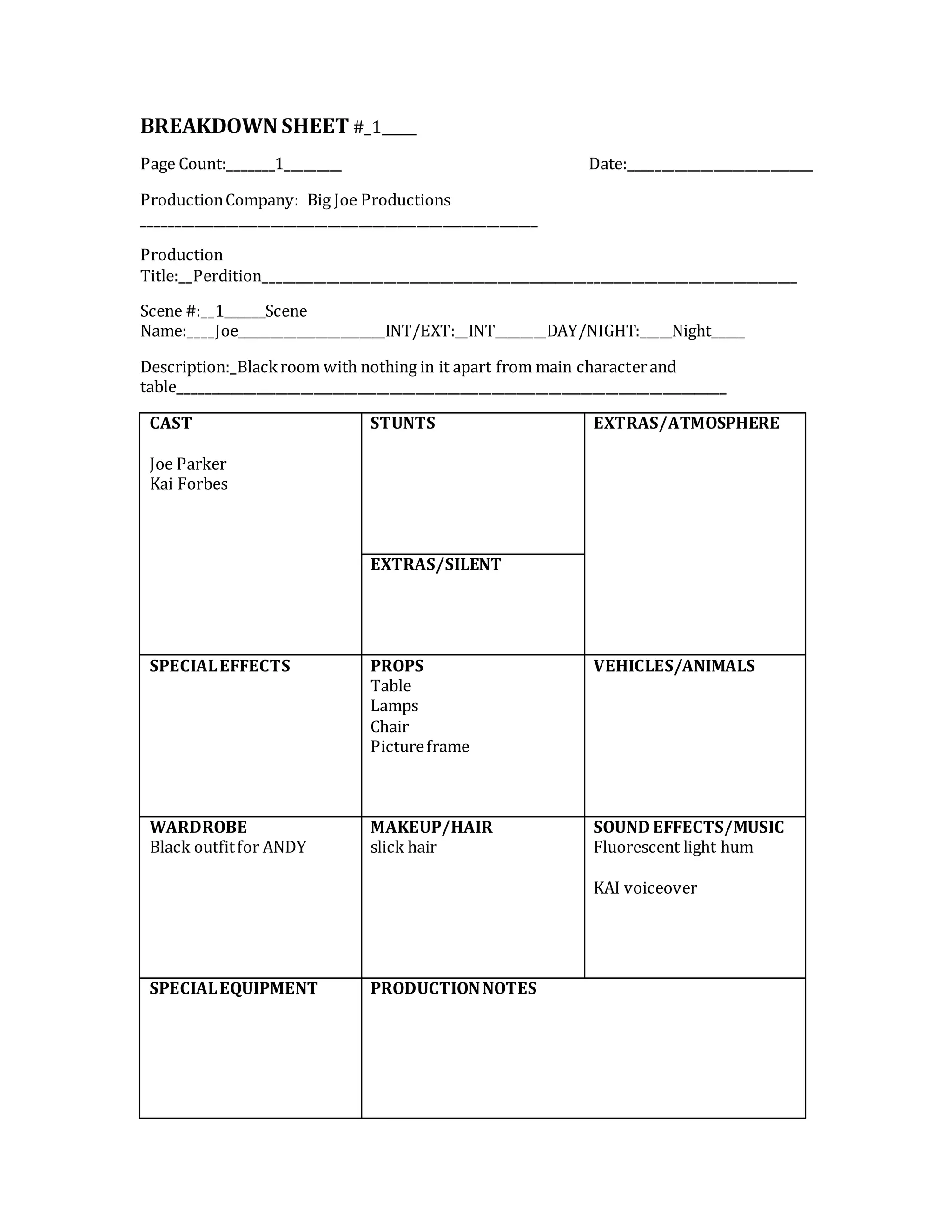 Breakdown sheet (1) joe parker | DOCX