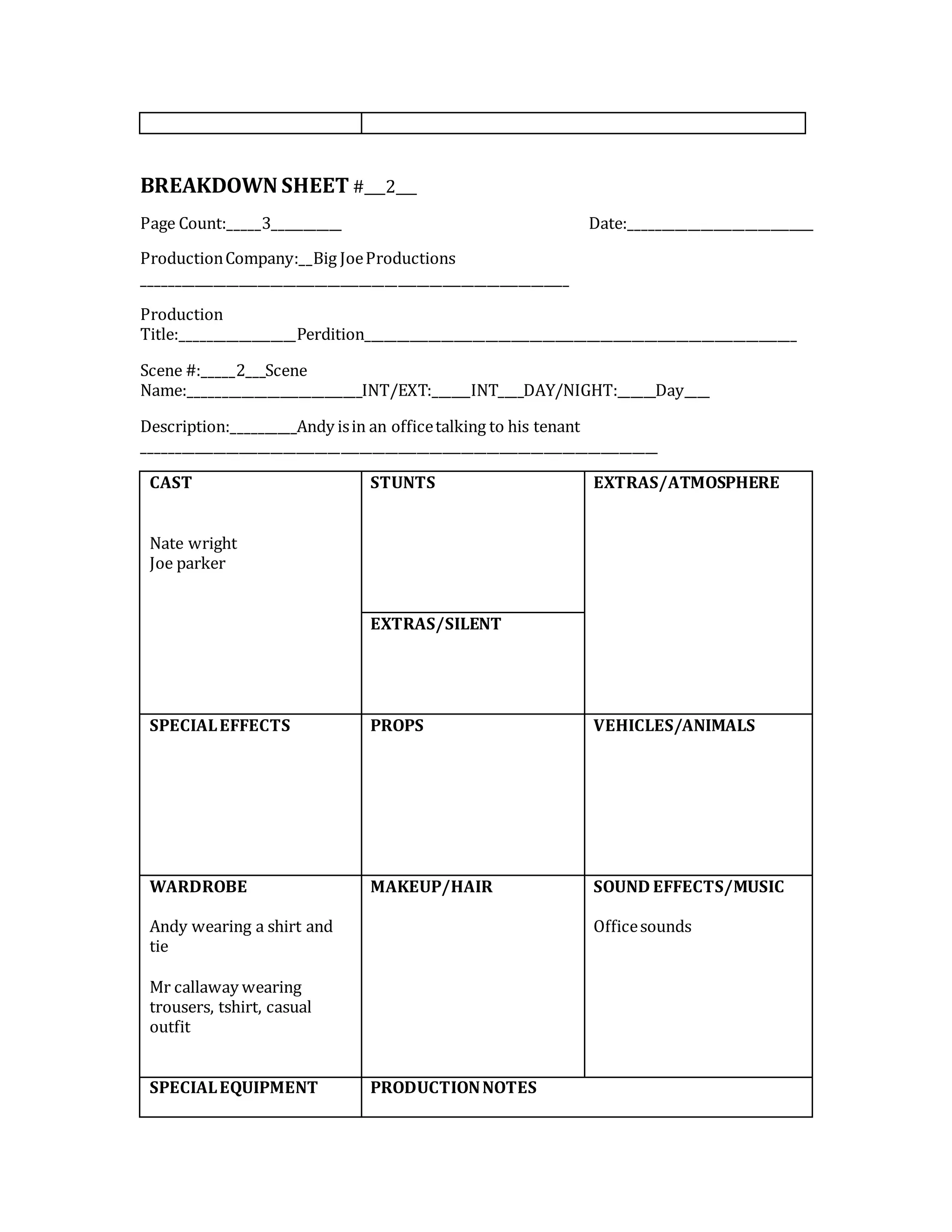 Breakdown sheet (1) joe parker | DOCX