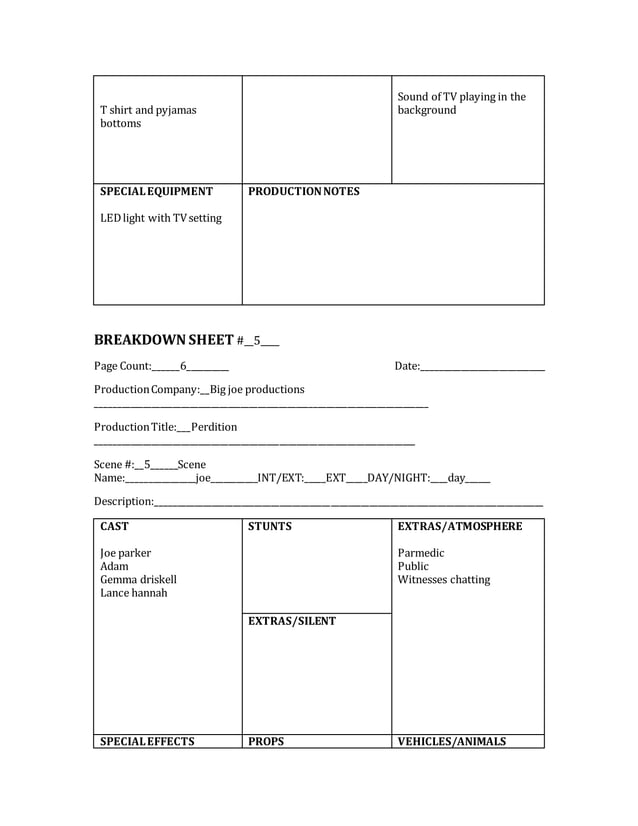Breakdown sheet (1) joe parker | DOCX