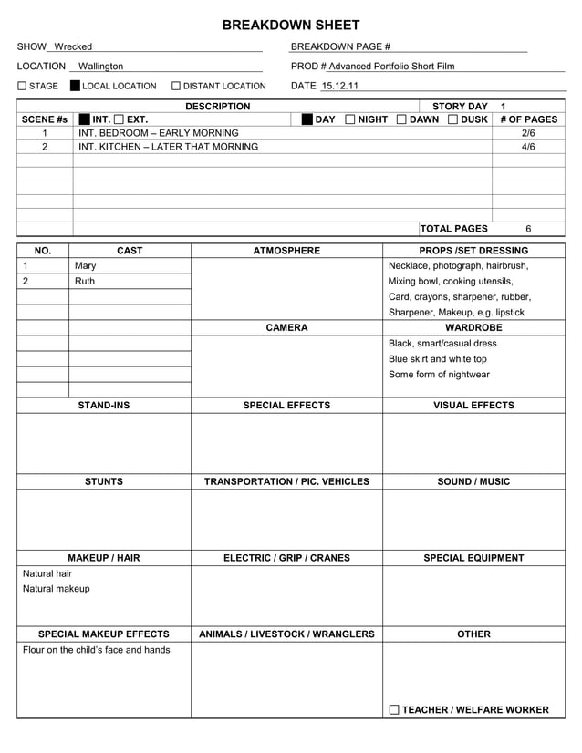 Breakdown sheet - kitchen | DOCX