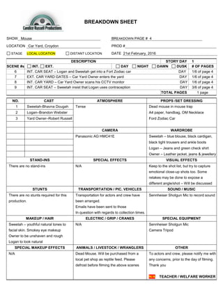 Breakdown sheet | PDF