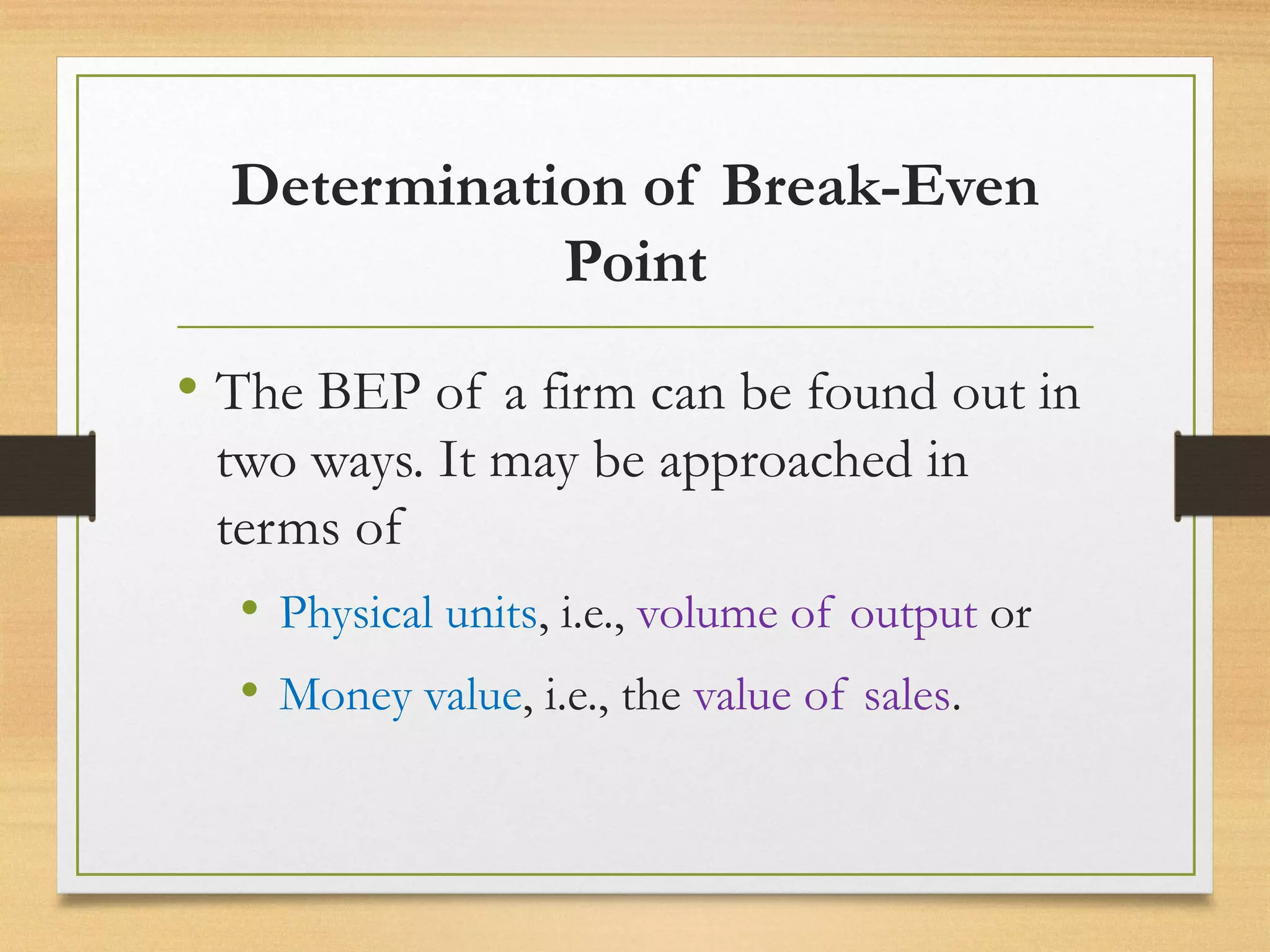 Break even analysis | PPT