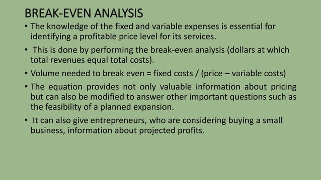 Break even analysis | PPTX