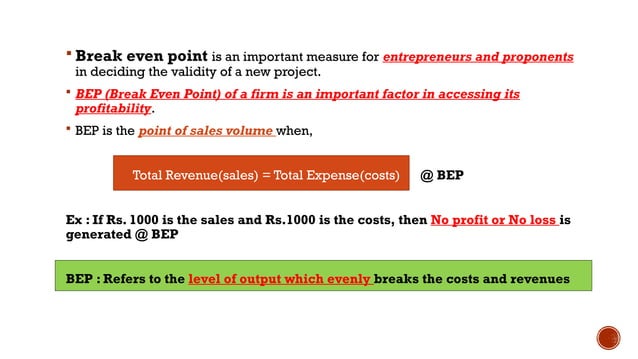 Break Even analysis in financial management. pptx | PPTX