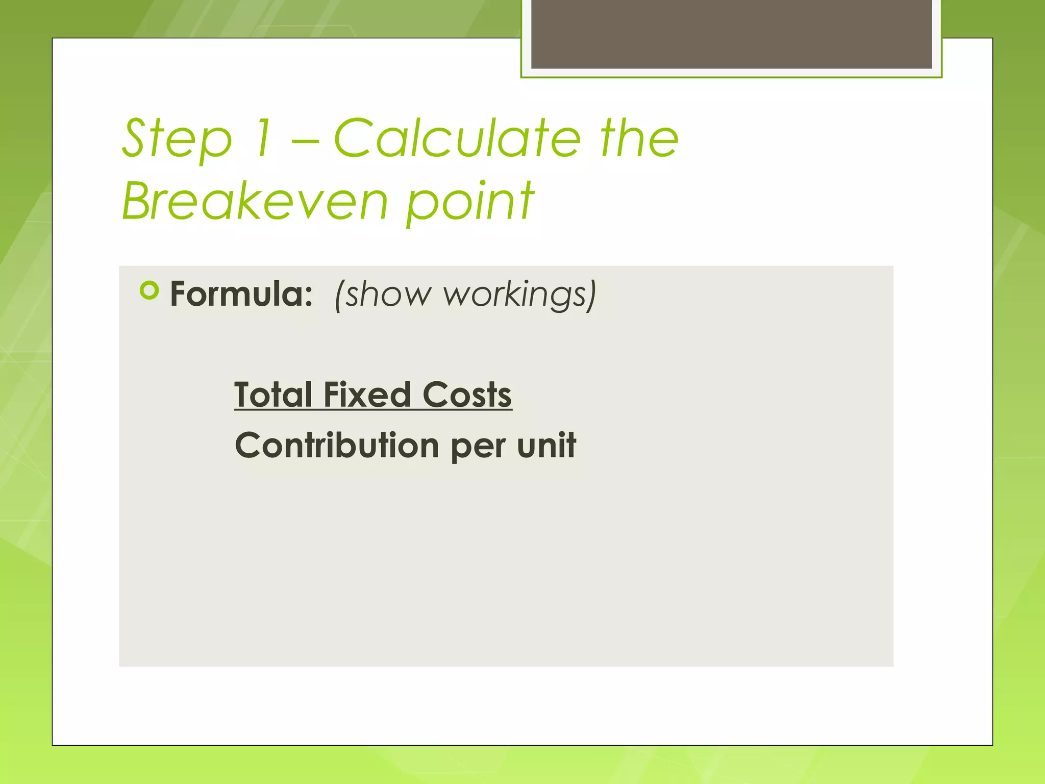 Breakeven charts | POT