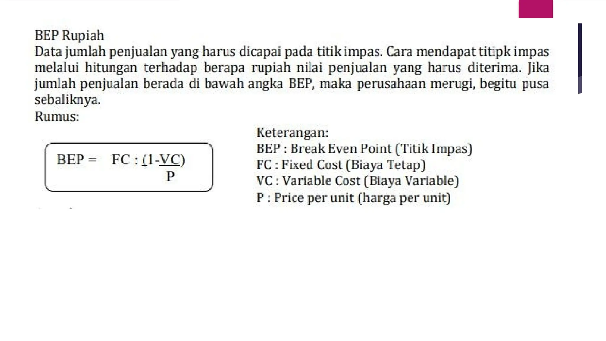 menghitung break event point kewirausahaan | PPTX