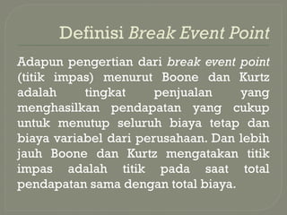 Break Event Point pengambilan keputusann | PPTX