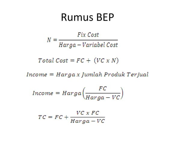 Analisa BREAK EVENT POINT dan perhitungannya | PPT