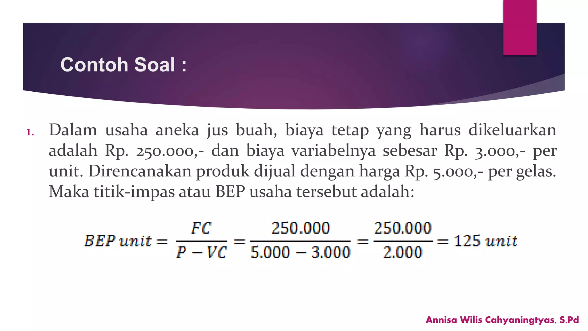 Break Event Point (Titik Impas).ppt