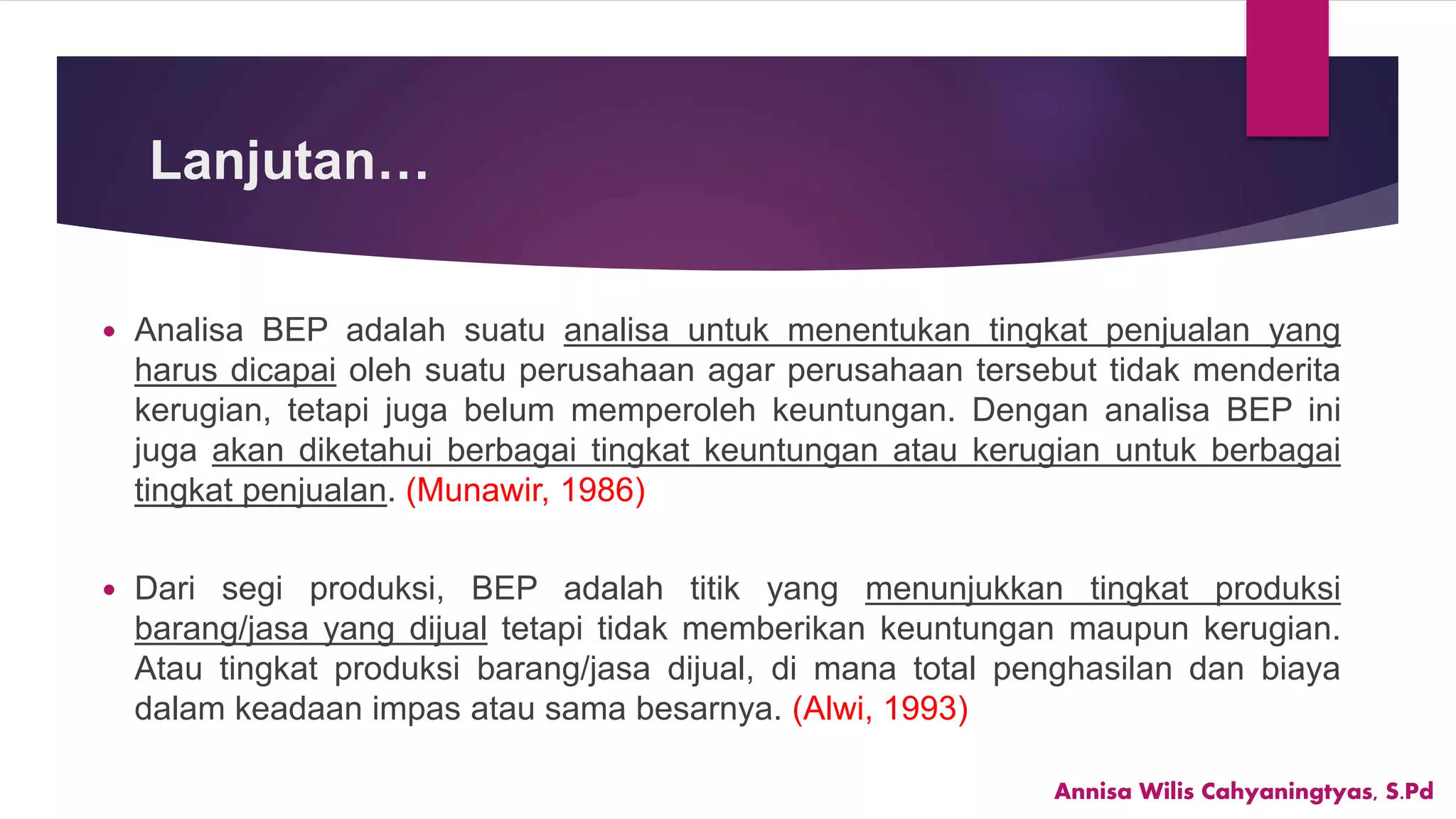 Break Event Point (Titik Impas).ppt