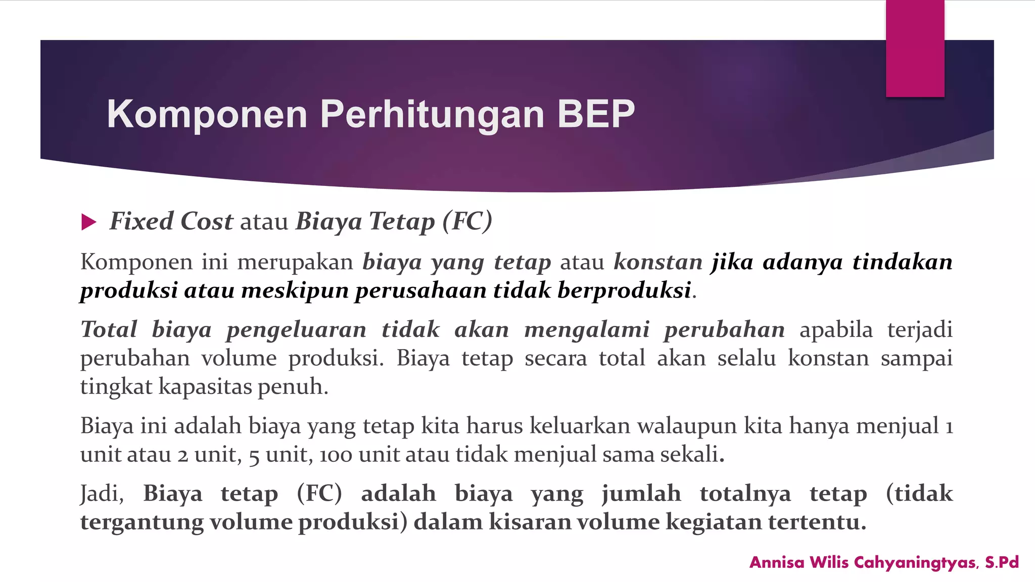Break Event Point (Titik Impas).ppt