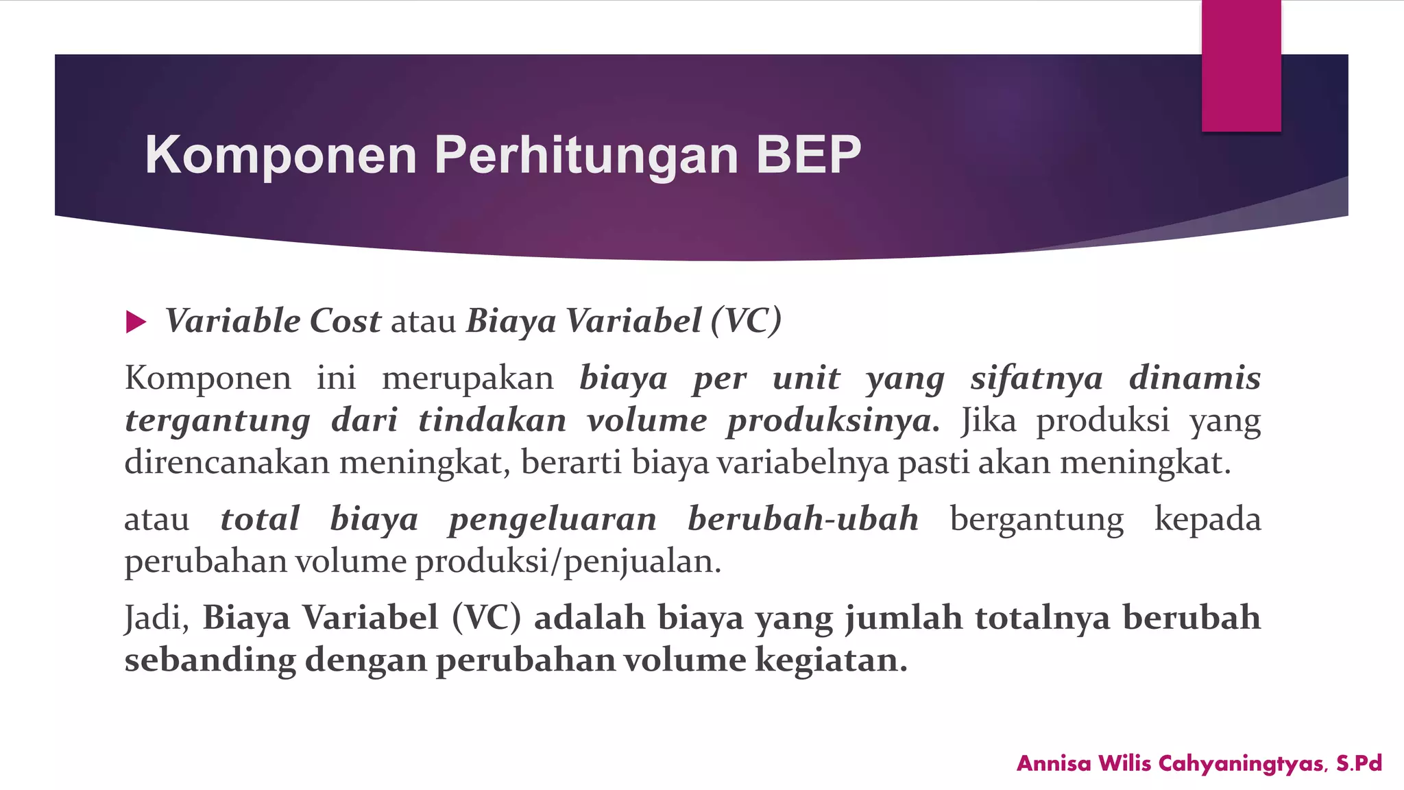 Break Event Point (Titik Impas).ppt