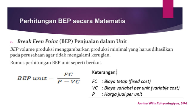 Break Event Point (Titik Impas).ppt