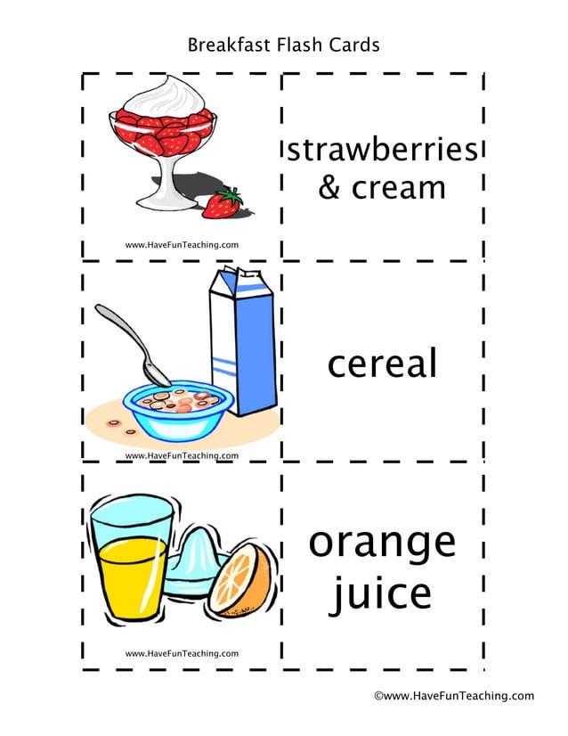 Breakfast flash-cards | PDF