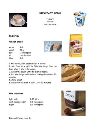 Breakfast Menus and Recipes from Finland | PDF