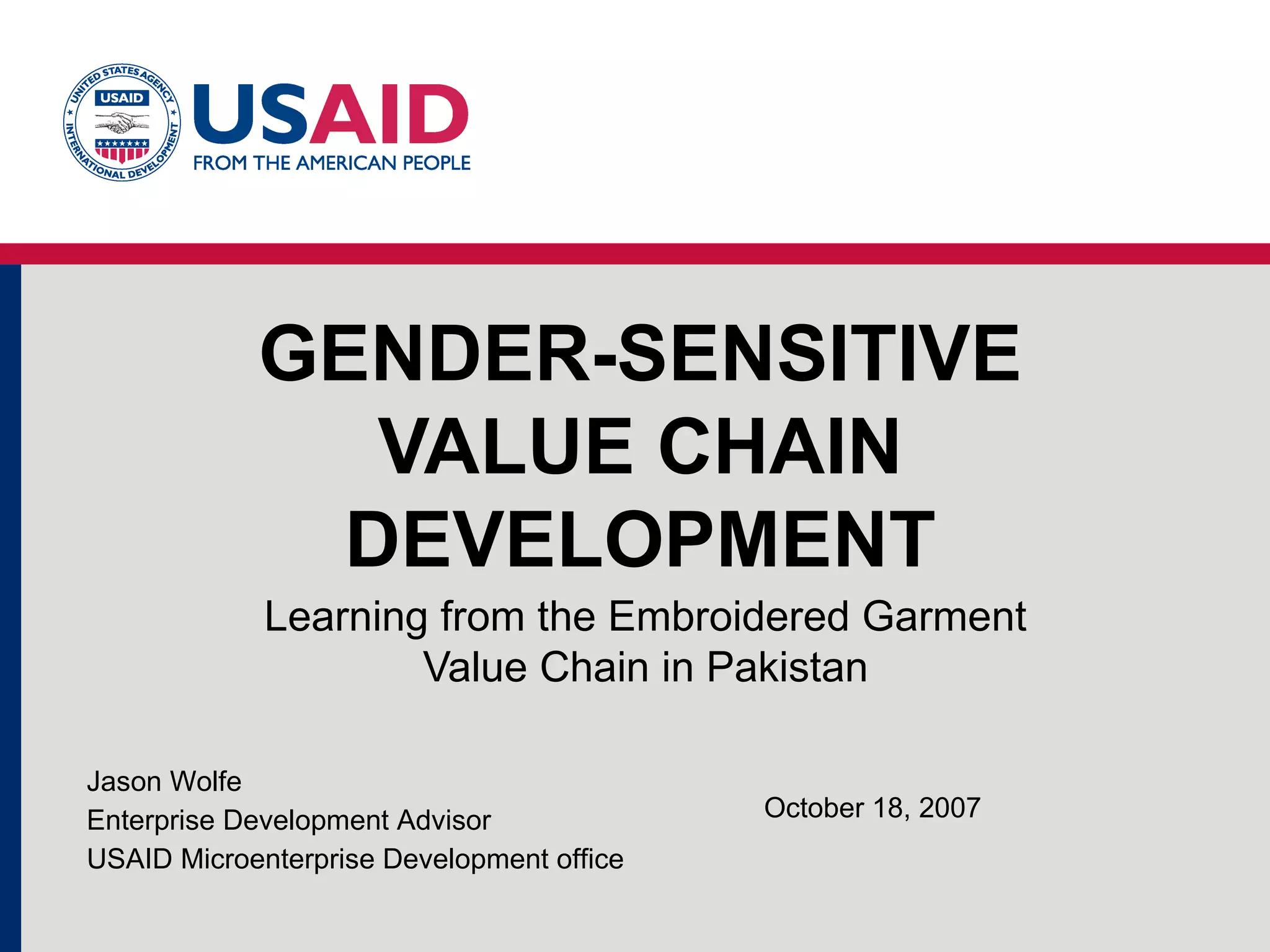 Gender Sensitive Value Chain Development: Learning from the Embroidered ...