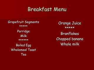 Breakfast and packed meals | PPT