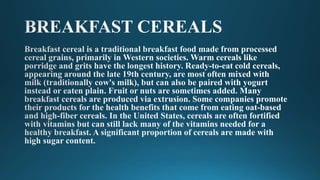 Introduction of Breakfast cereals | PPT