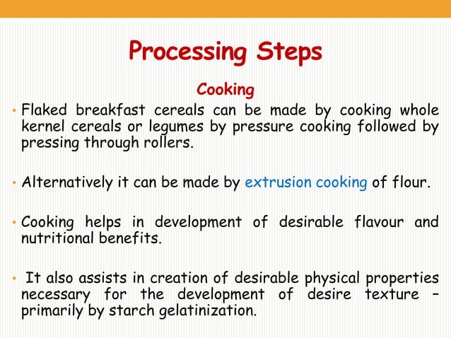 Breakfast cereals classification and technologies