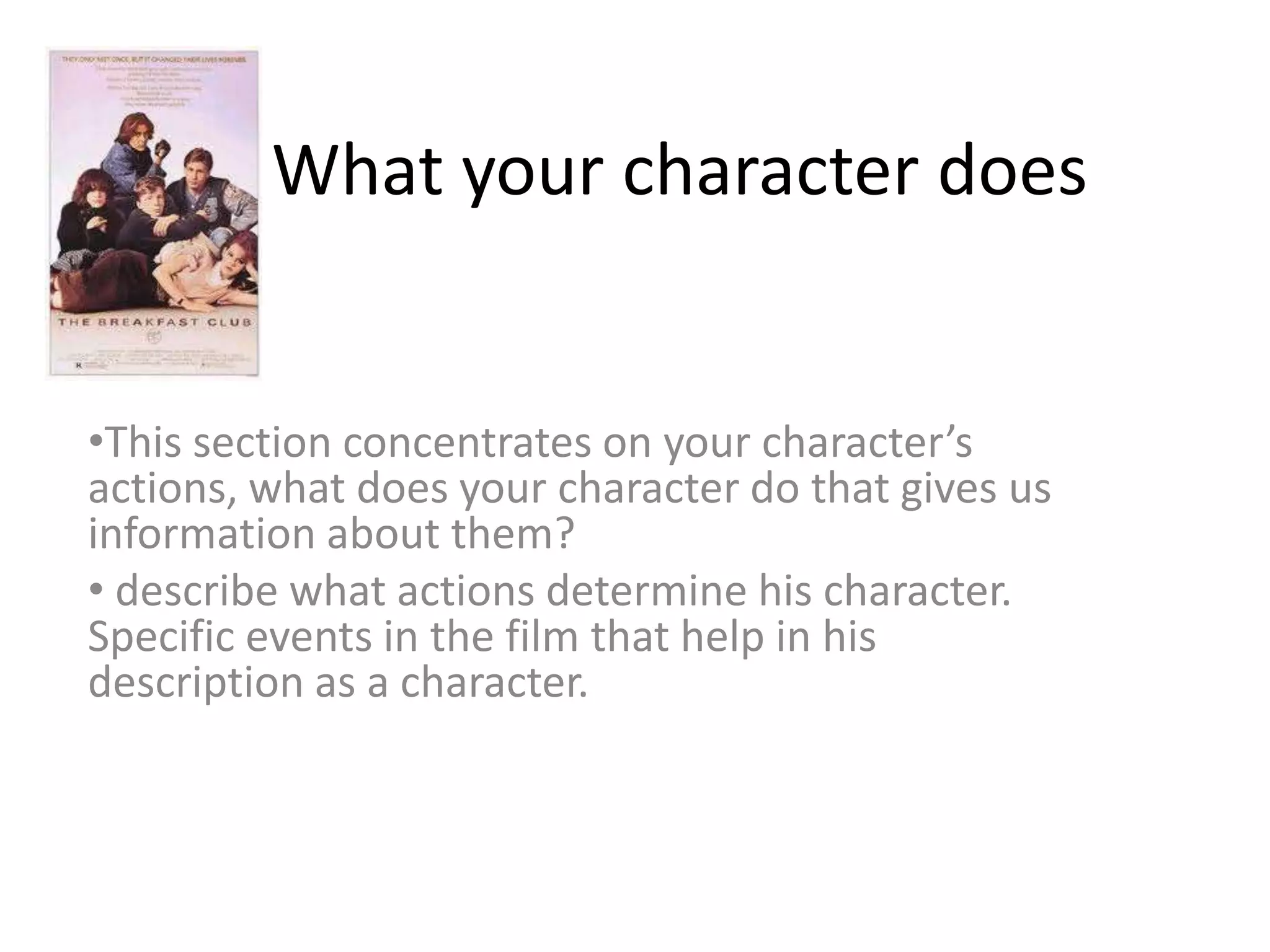 Breakfast club character analysis | PPTX