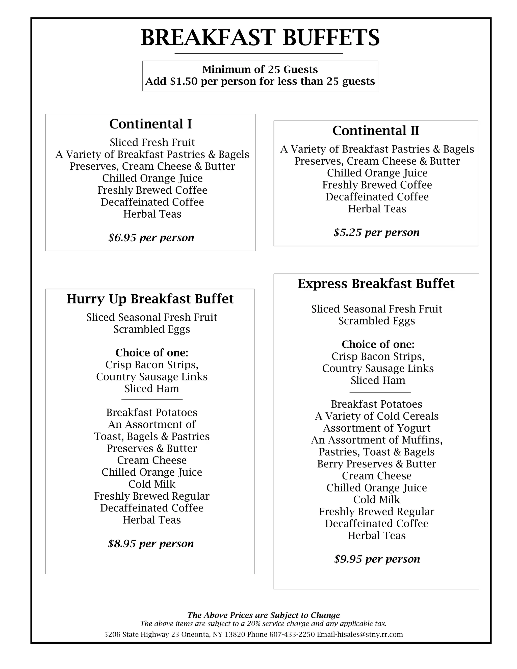 Breakfast & Coffee Break Menus | PDF