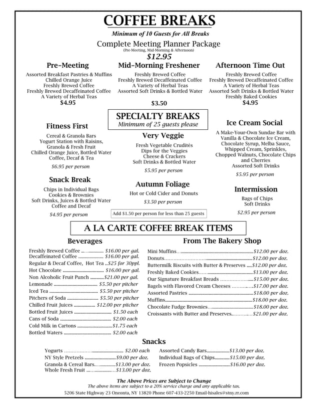 Breakfast & Coffee Break Menus | PDF | Grocery Shopping | Shopping