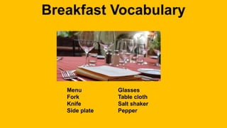 Breakfast vocabulary | PPT