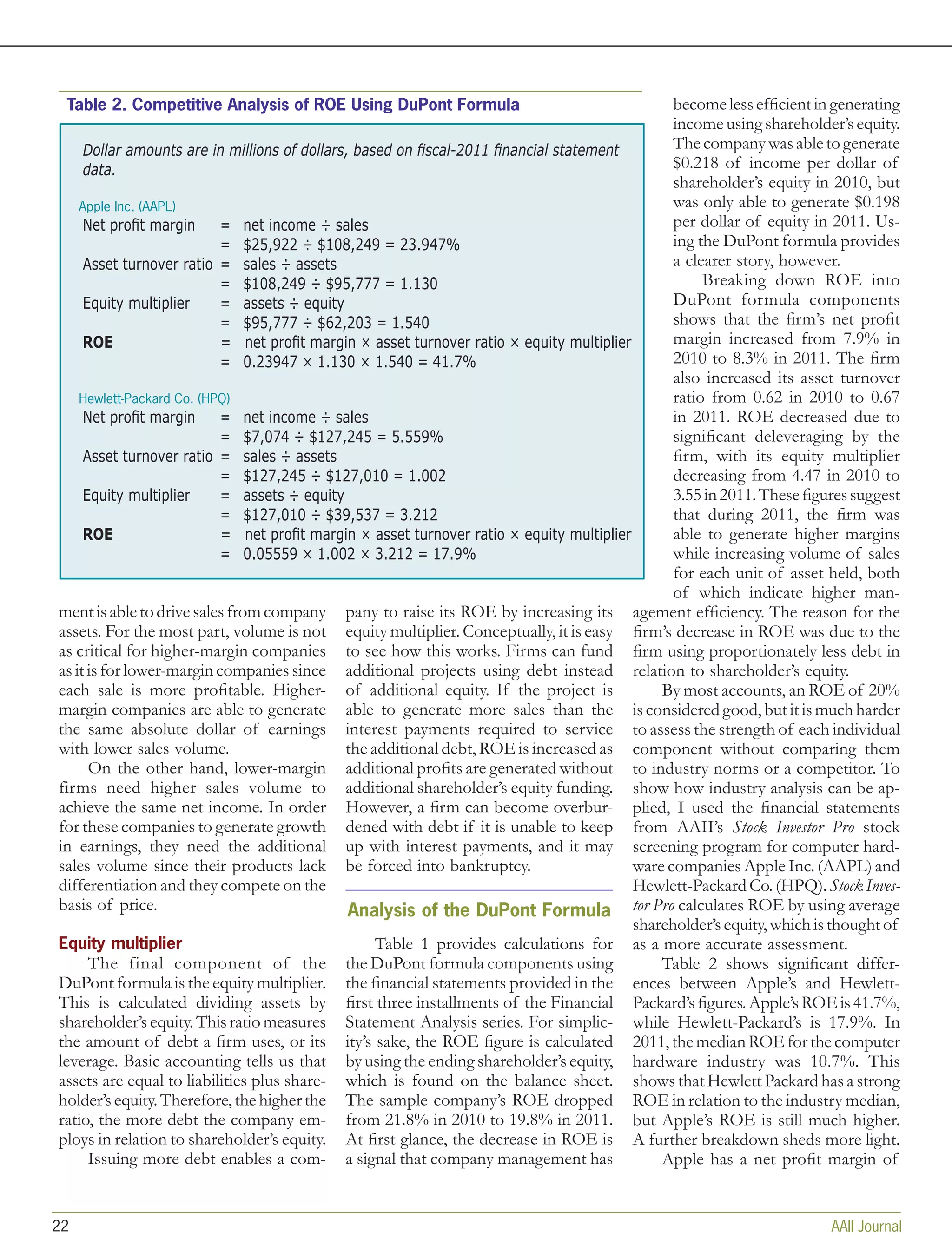 Breaking down-roe-using-the-dupont-formula | PDF
