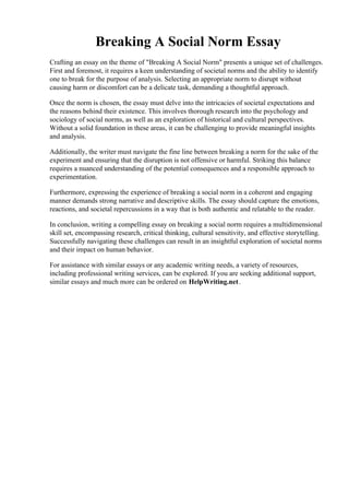 Breaking A Social Norm Essay.pdf